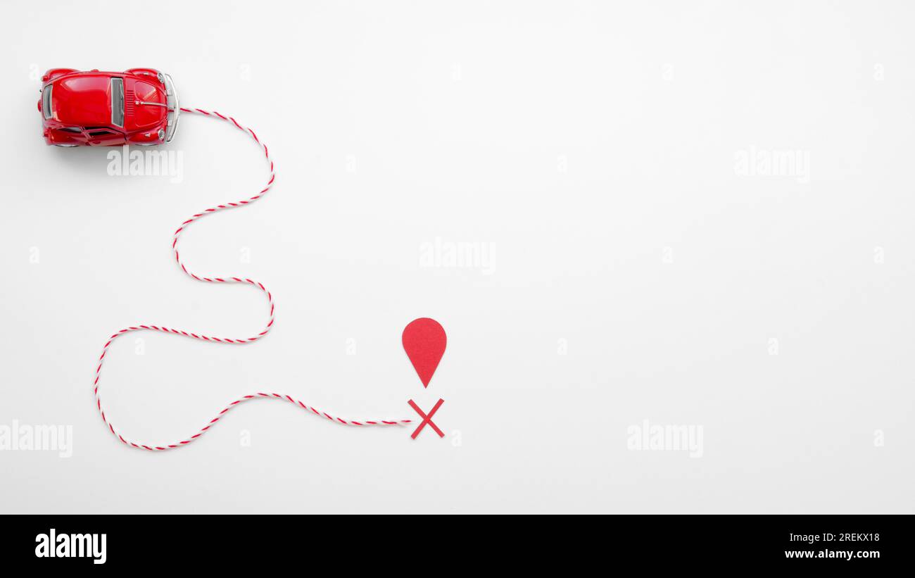 Top view car with destination mark. Beautiful photo Stock Photo - Alamy