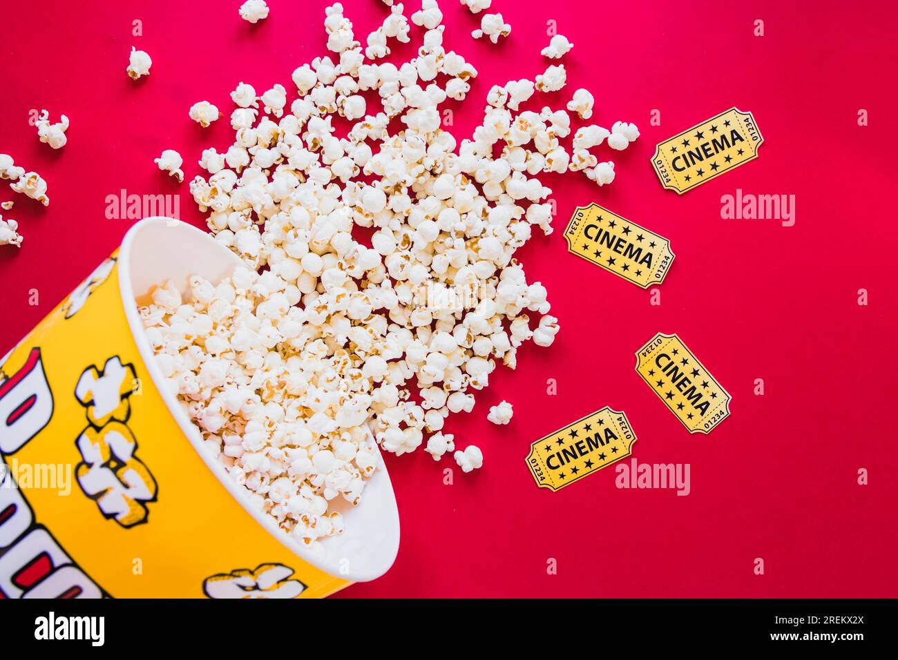 Tasty popcorn red. Beautiful photo Stock Photo - Alamy