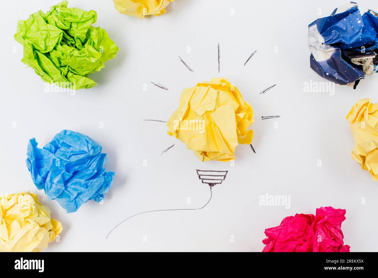 Top view papel balls idea concept. Beautiful photo Stock Photo - Alamy