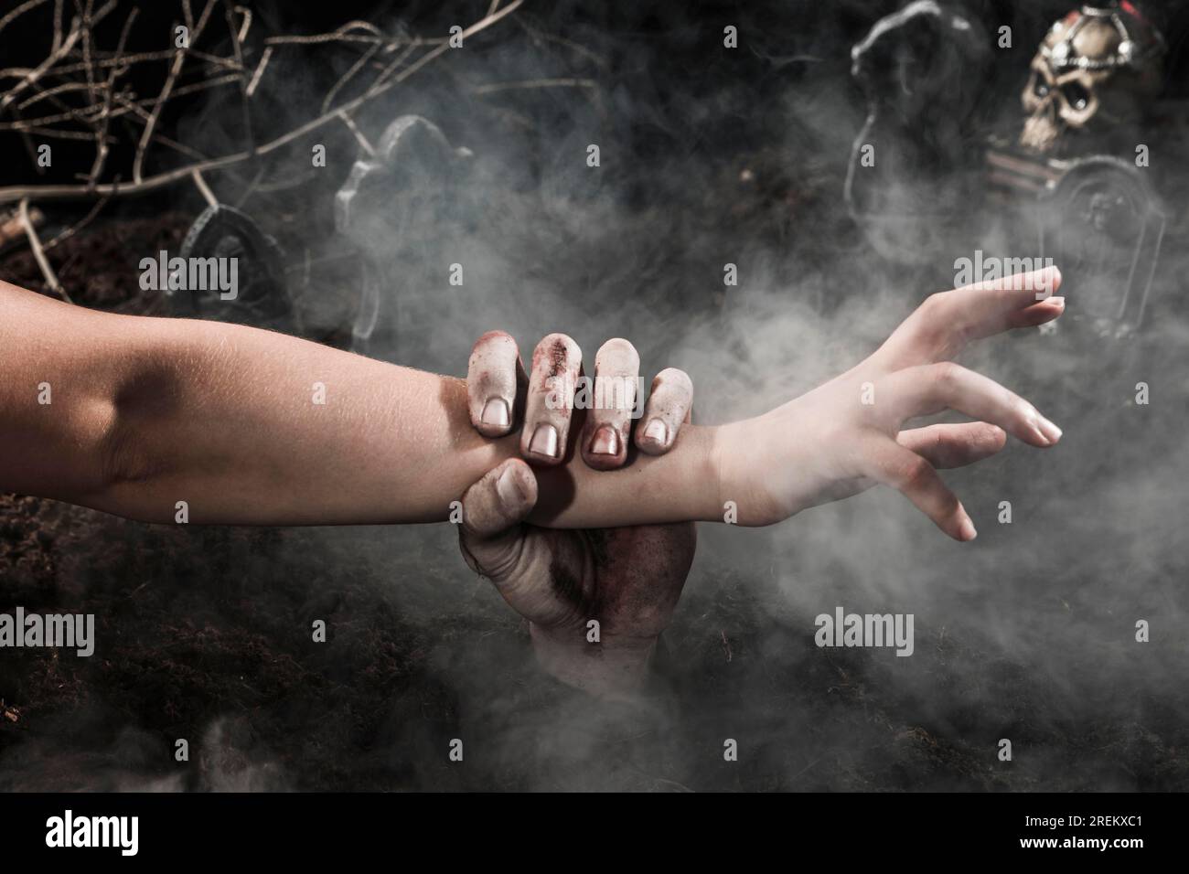 Zombie Hands Grabbing Person