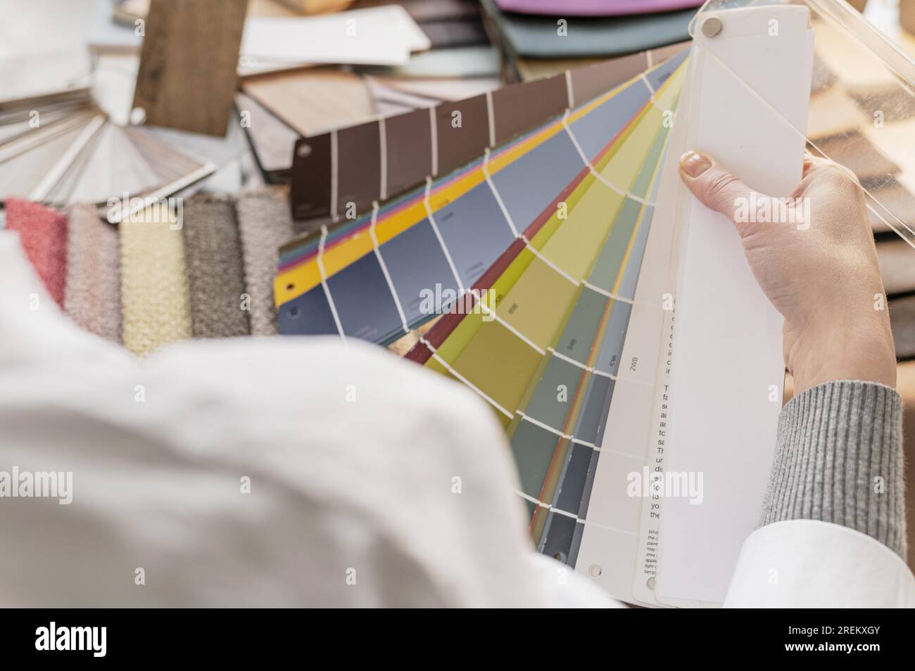 Close up hand holding color palette. High resolution photo Stock Photo ...