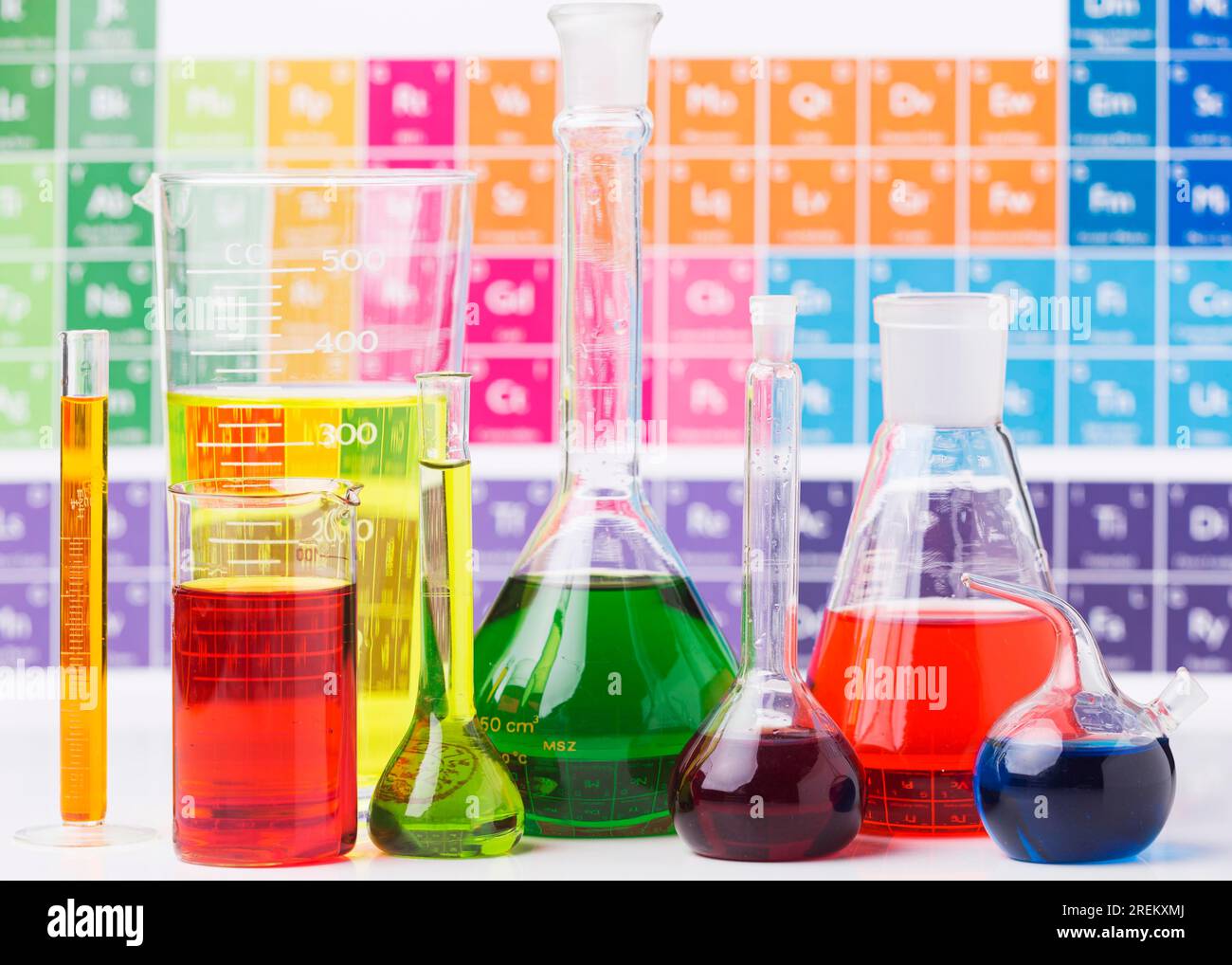 Front view science elements with chemicals assortment. High resolution ...