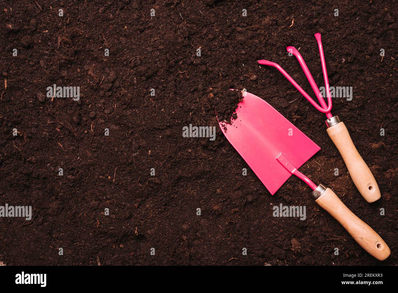 Gardening concept with shovel rake soil. High resolution photo Stock ...