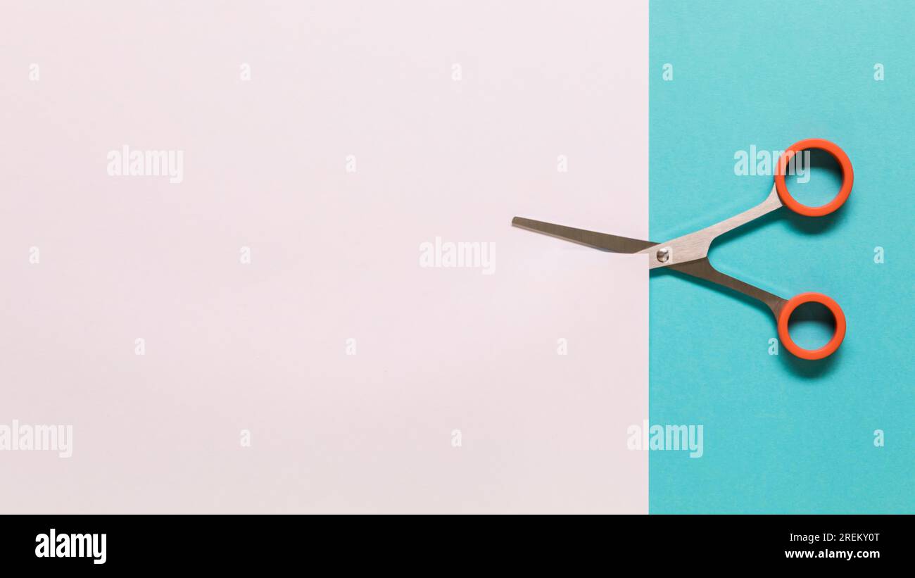 Scissors cutting white paper. High resolution photo Stock Photo - Alamy