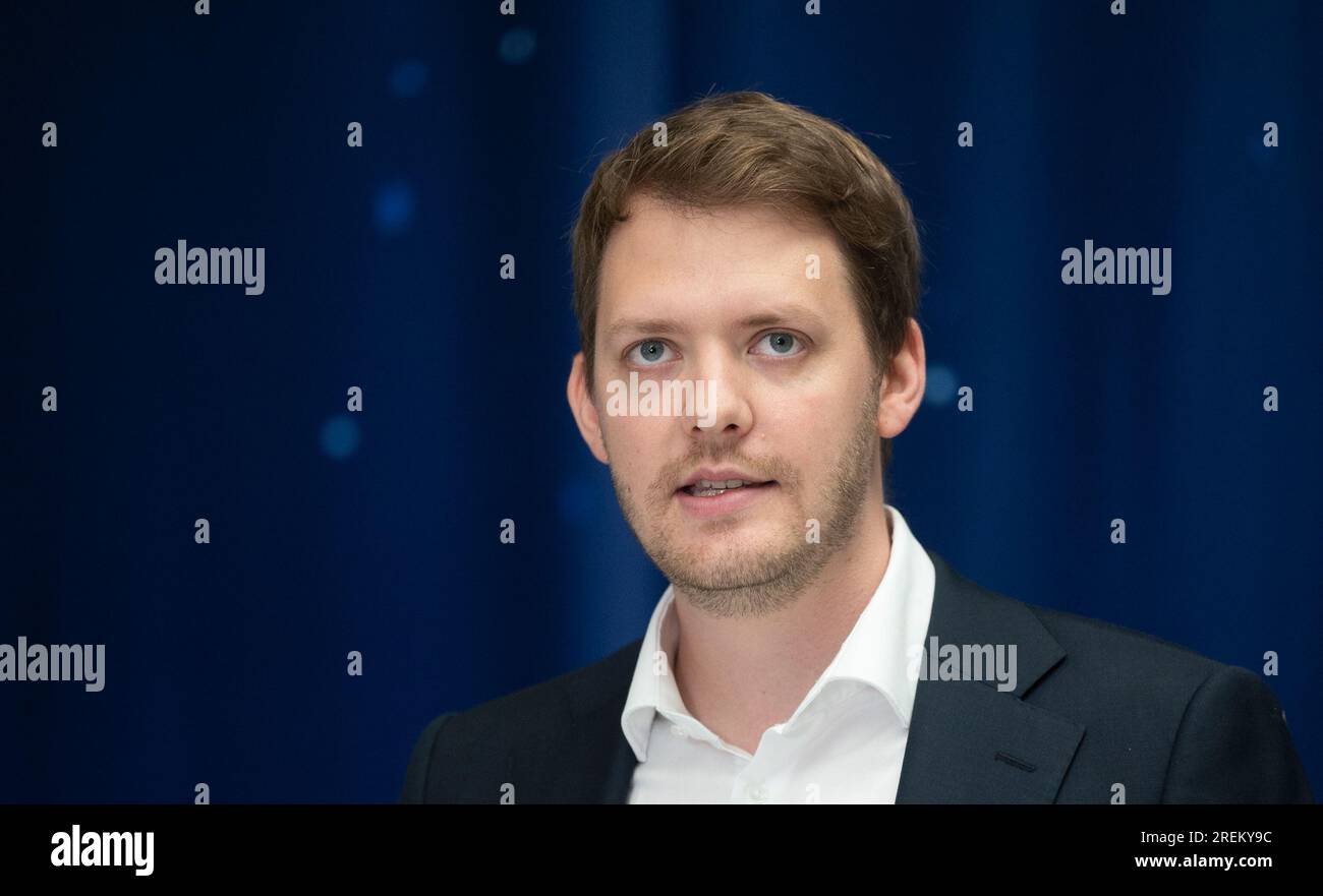 Ottobrunn, Germany. 28th July, 2023. Isar Aerospace co-founder Daniel ...