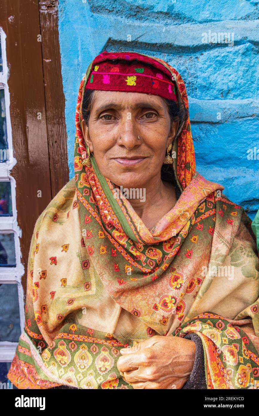 Kangan, Jammu and Kashmir, India. October 27, 2022. A village woman in ...