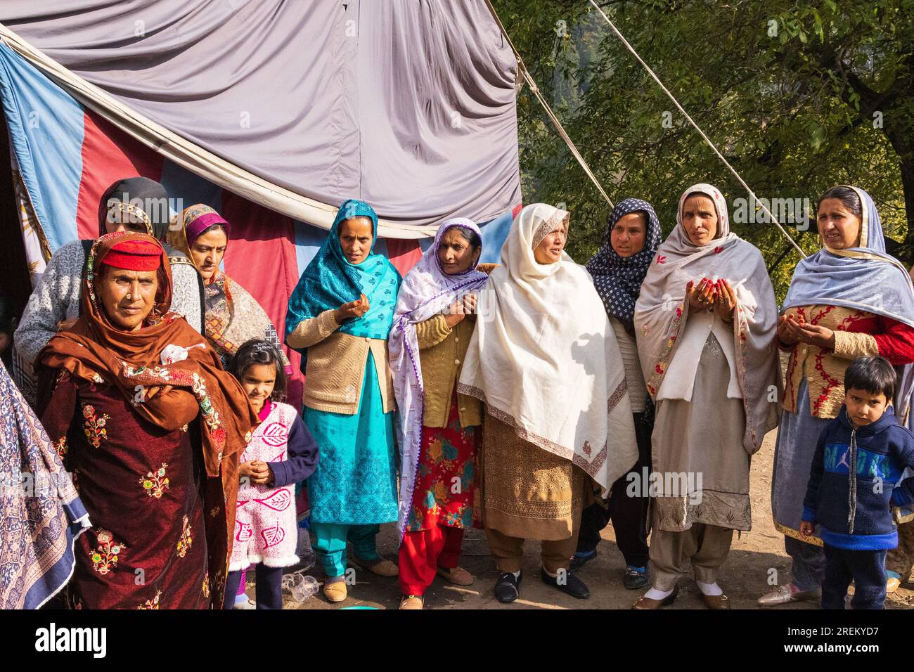 Kangan, Jammu and Kashmir, India. October 27, 2022. Women and children ...