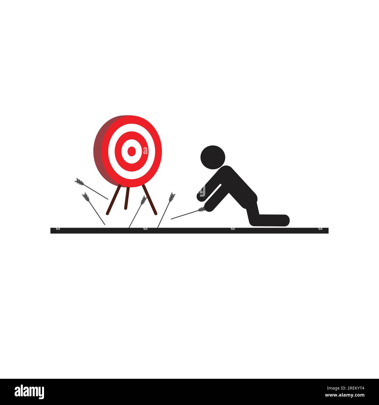 Silhouette of a person picking up the arrows that missed the target ...