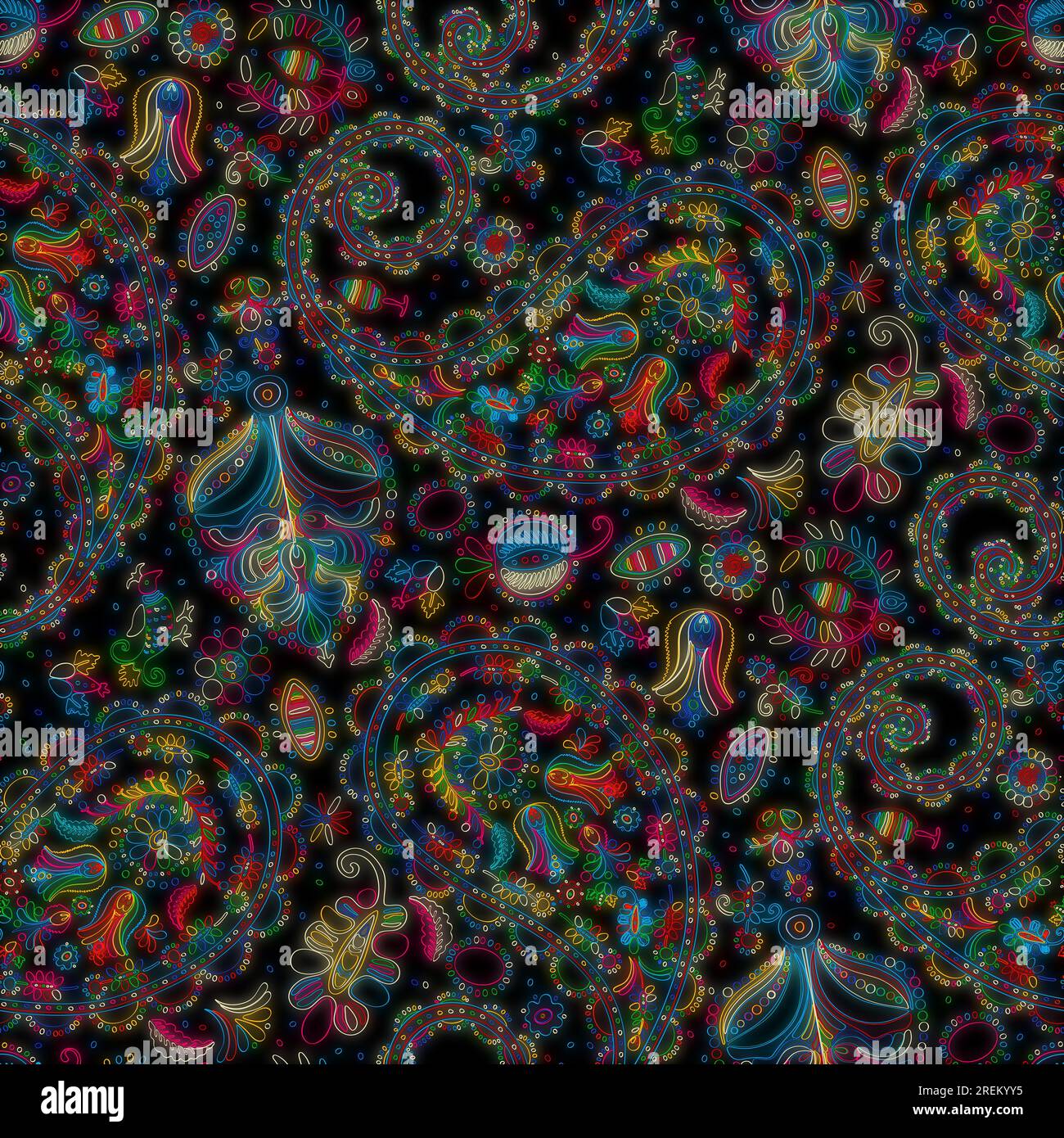 Beautiful paisley repeating pattern with floral motif in colors over ...