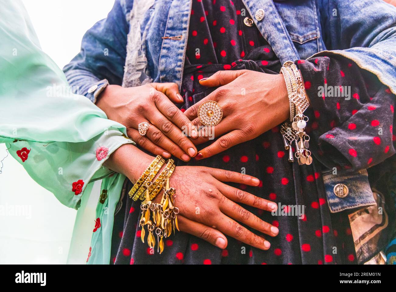 Kangan, Jammu and Kashmir, India. October 27, 2022. Women wearing rings ...