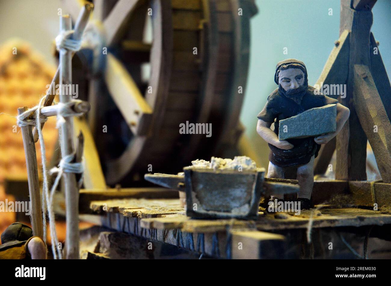 Miniature of bricklayer at work, Burg Castle, Solingen, North Rhine ...