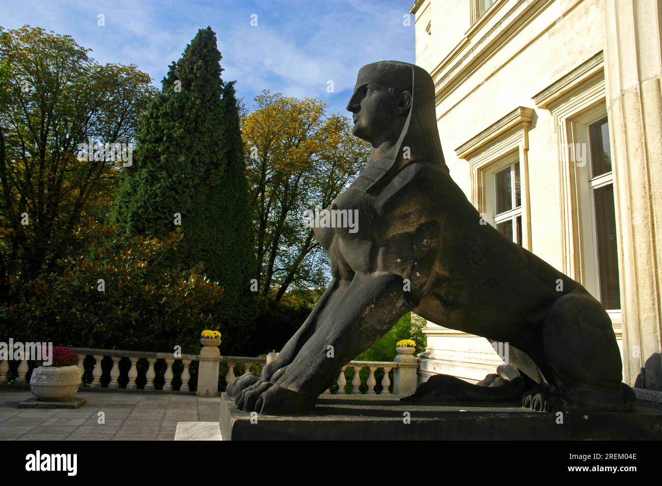 Sphinx statue, Villa Huegel, Essen-Bredeney, North Rhine-Westphalia ...