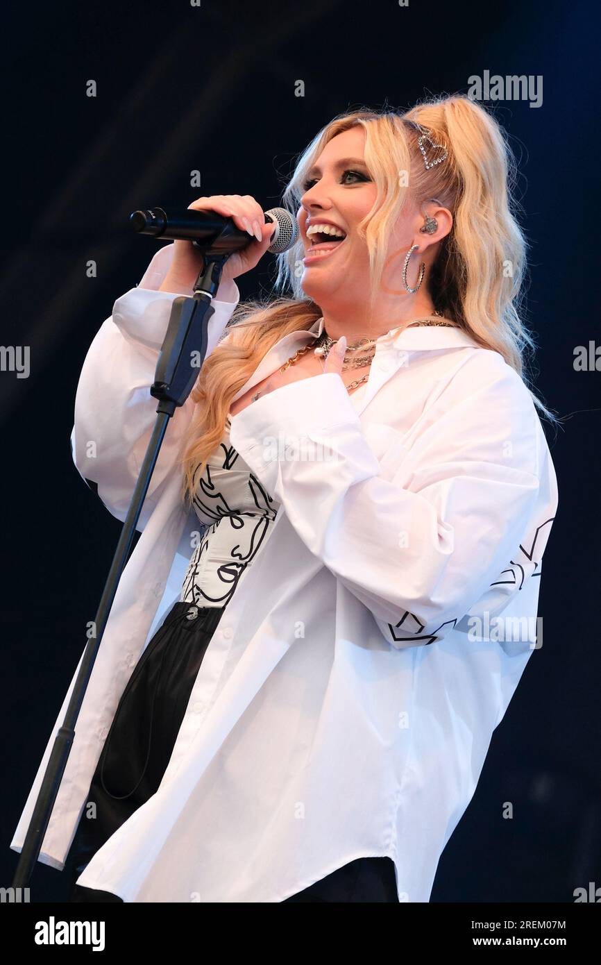 Lulworth, UK. 28th July, 2023. X Factor finalist Gabriella Michelle ...