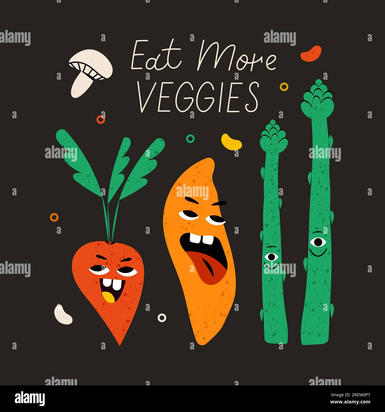 Vegetarian poster with slogan. Cute vegetable Stock Vector Image & Art ...