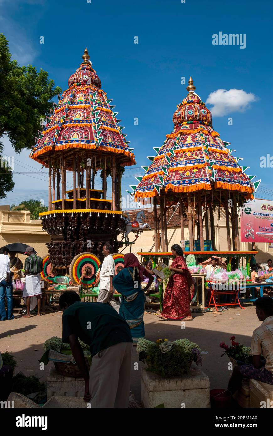 Decorated Temple Chariot during Vinayak Chaturthi Ganesh Chaturthi festival at Sri Karpaga ...
