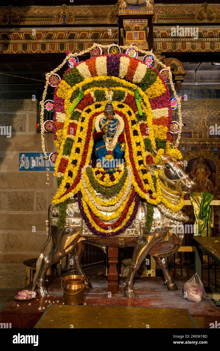 Decorated Goddess Parvathi Mounted on Risabha vahana vehicle carrier ...
