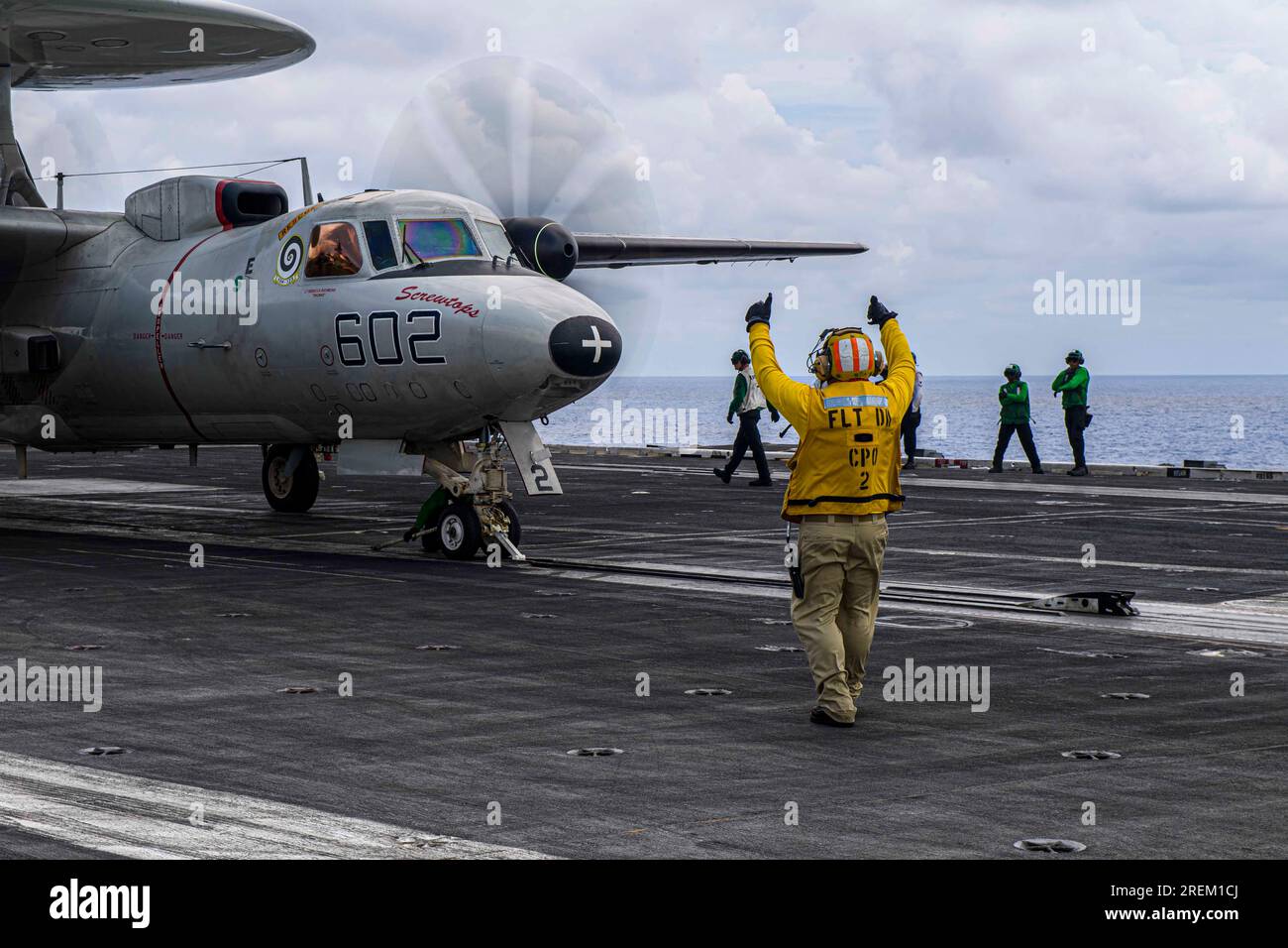 Aircraft carrier USS Dwight D. Eisenhower flight deck operations ...