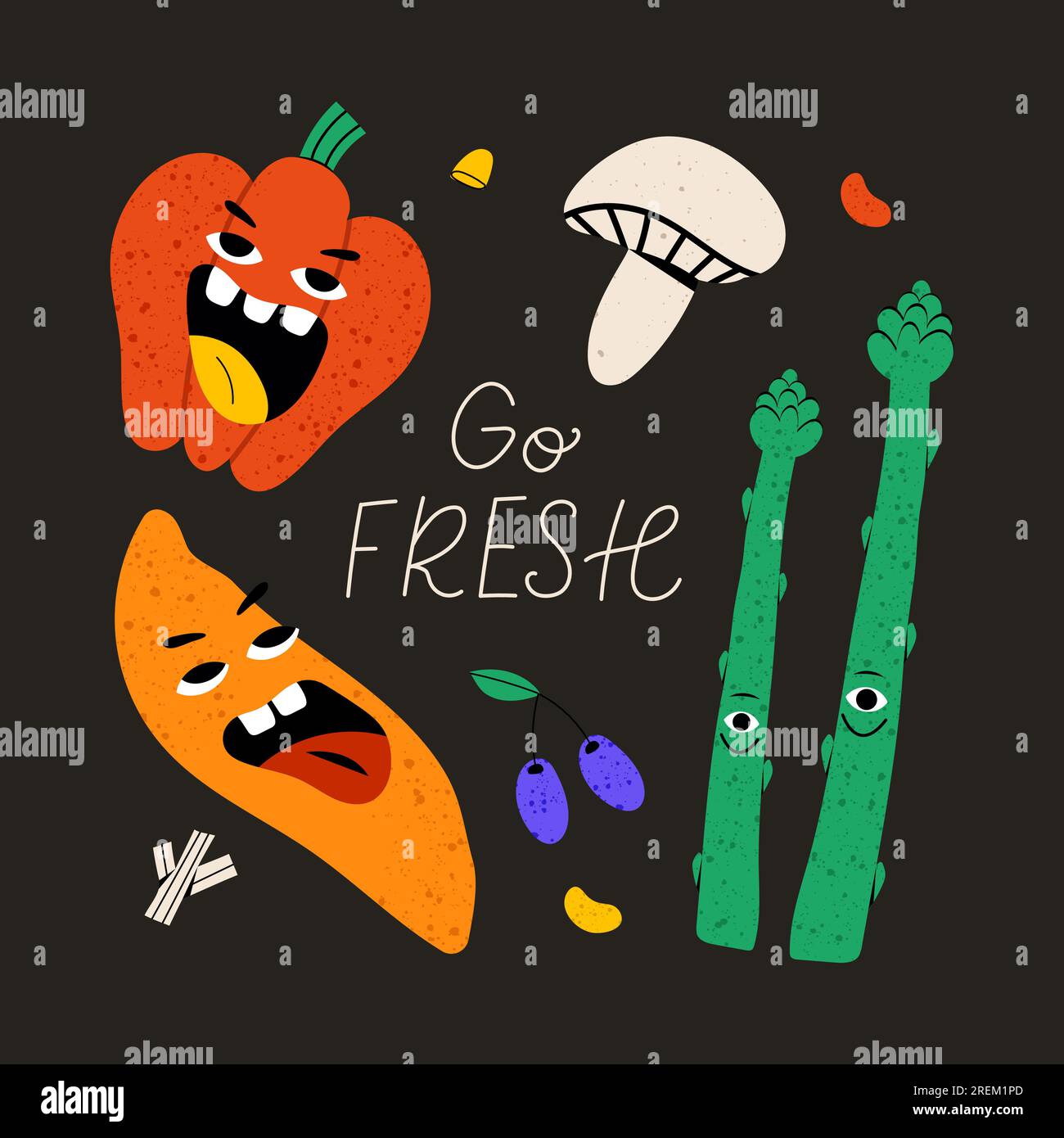 Vegetarian poster with slogan. Cute vegetable Stock Vector Image & Art ...