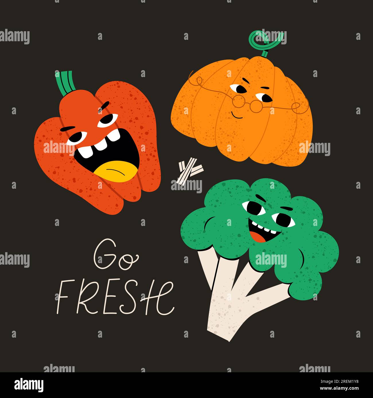 Vegetarian poster with slogan. Cute vegetable Stock Vector Image & Art ...