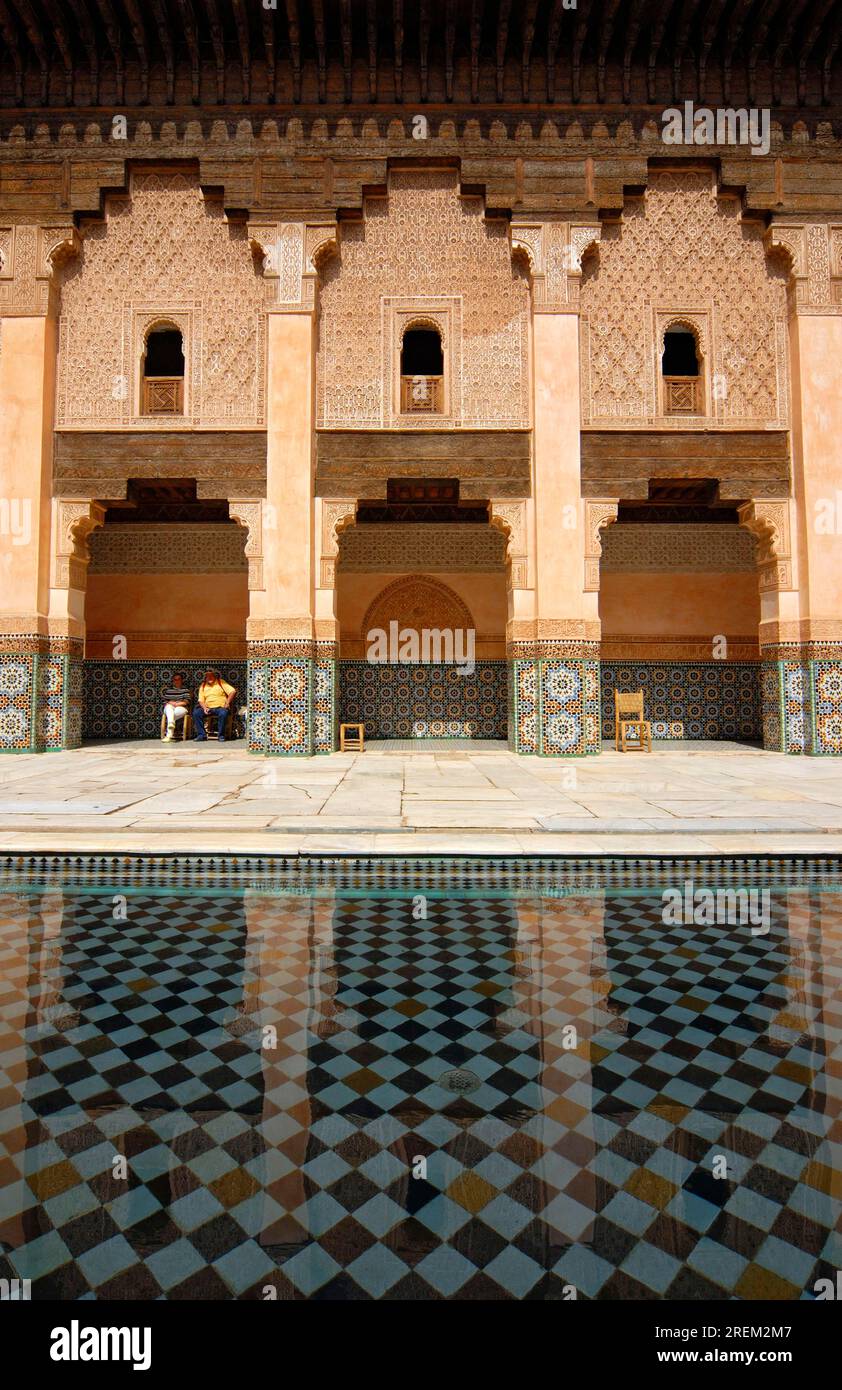 Courtyard, Ali ben Youssef Koranic School, Marrakesh, Marrakesh, Ali Bin Yousuf Medersa, Morocco ...