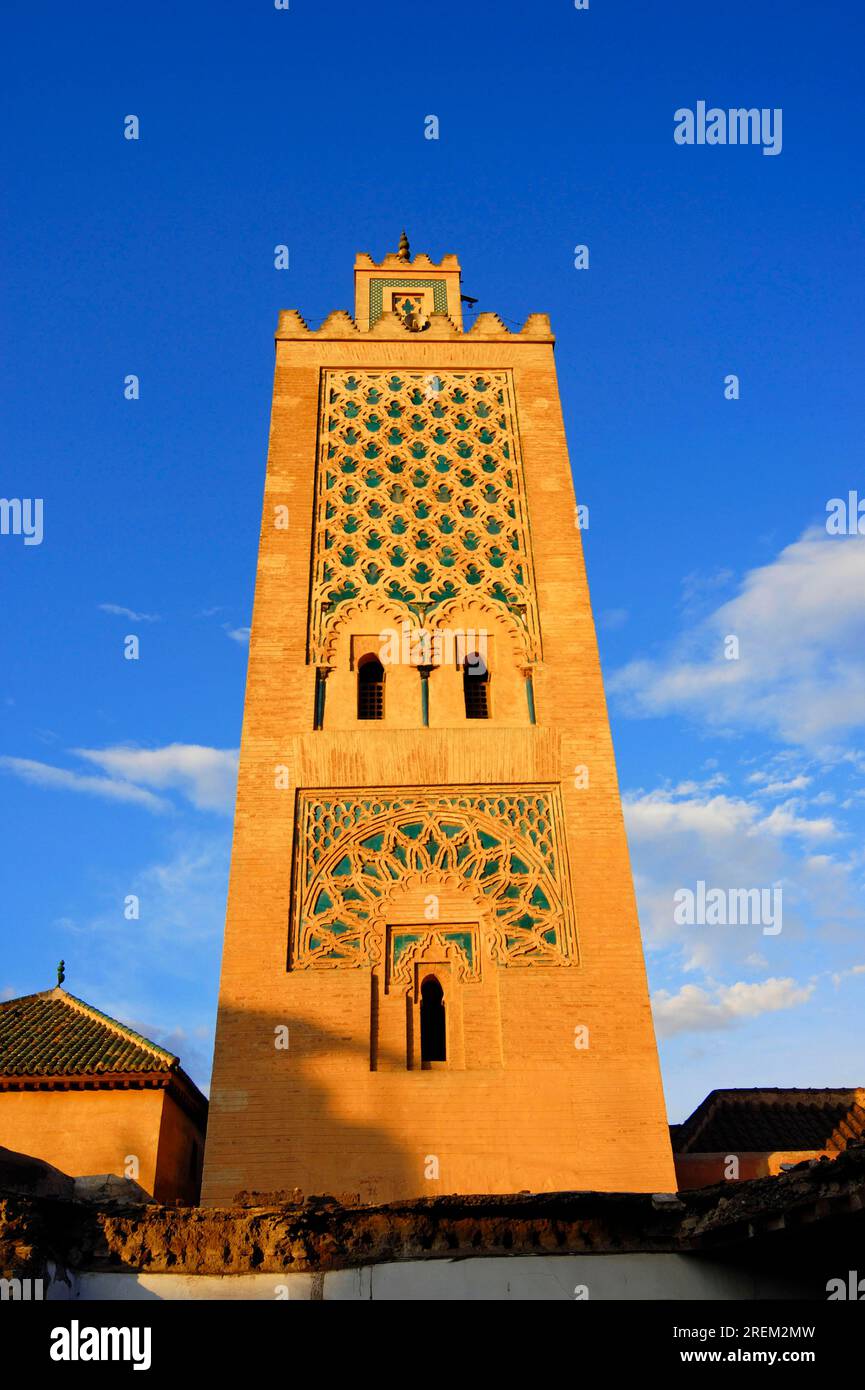 Minaret, Ben Salah Mosque, Marrakech, Marrakesh, Morocco Stock Photo ...