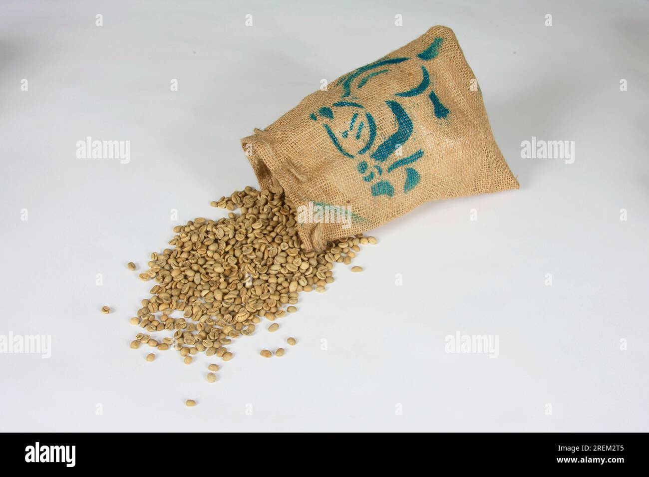 Sachet of coffee bean (Coffea arabica), Kopi Luwak, raw, coffee bean ...