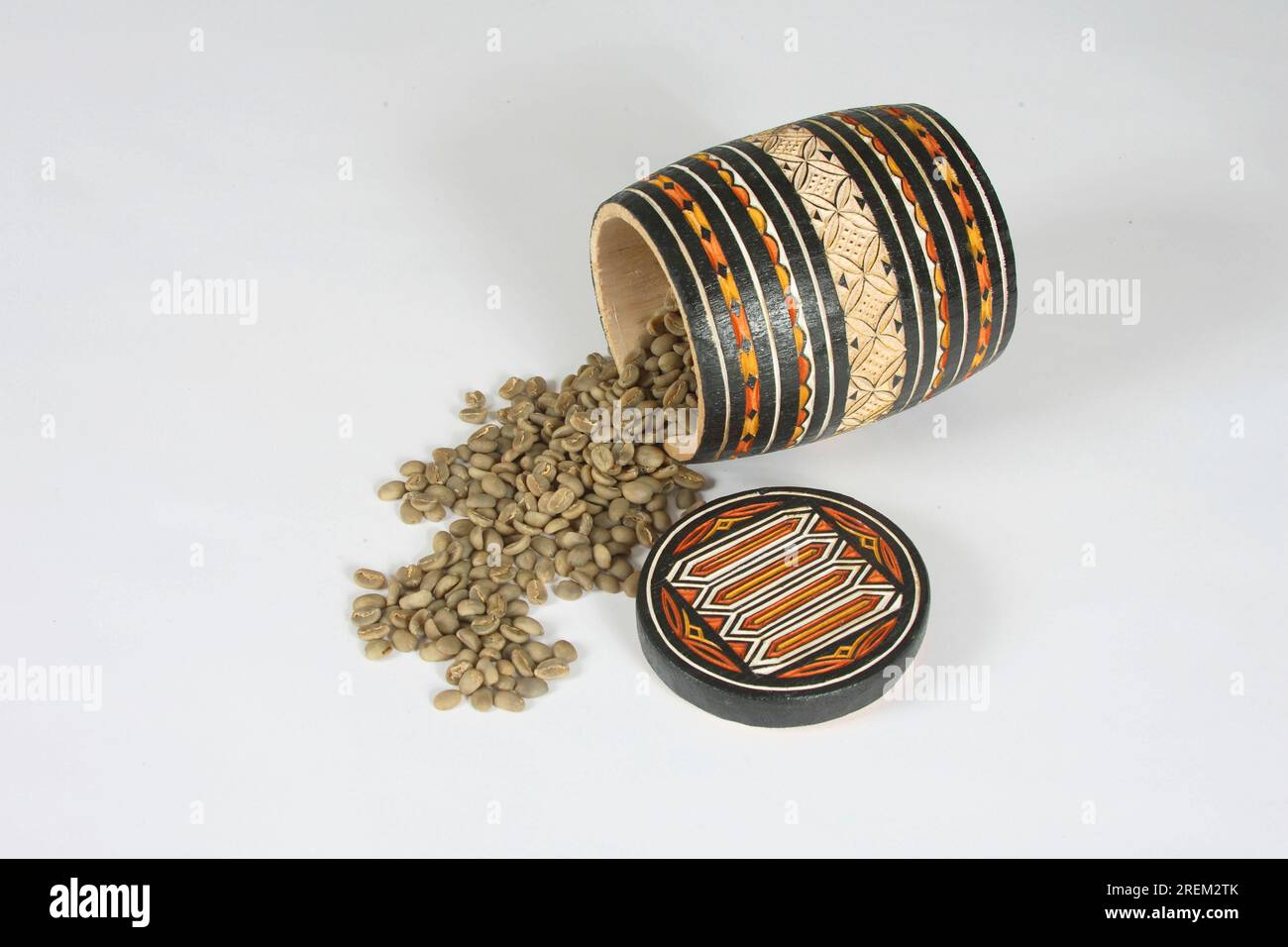 Coffee bean (Coffea arabica) trinket box, Kopi Tongkonan Toraja Sesean ...