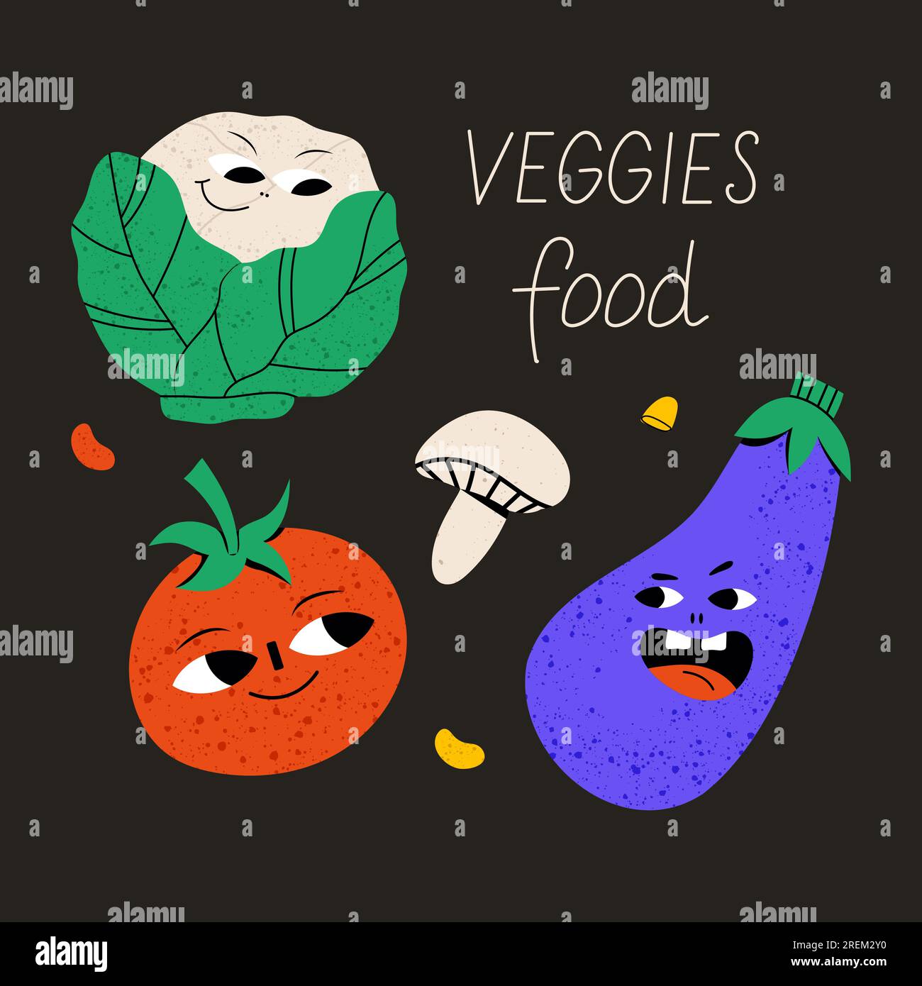 Vegetarian poster with slogan. Cute vegetable Stock Vector Image & Art ...