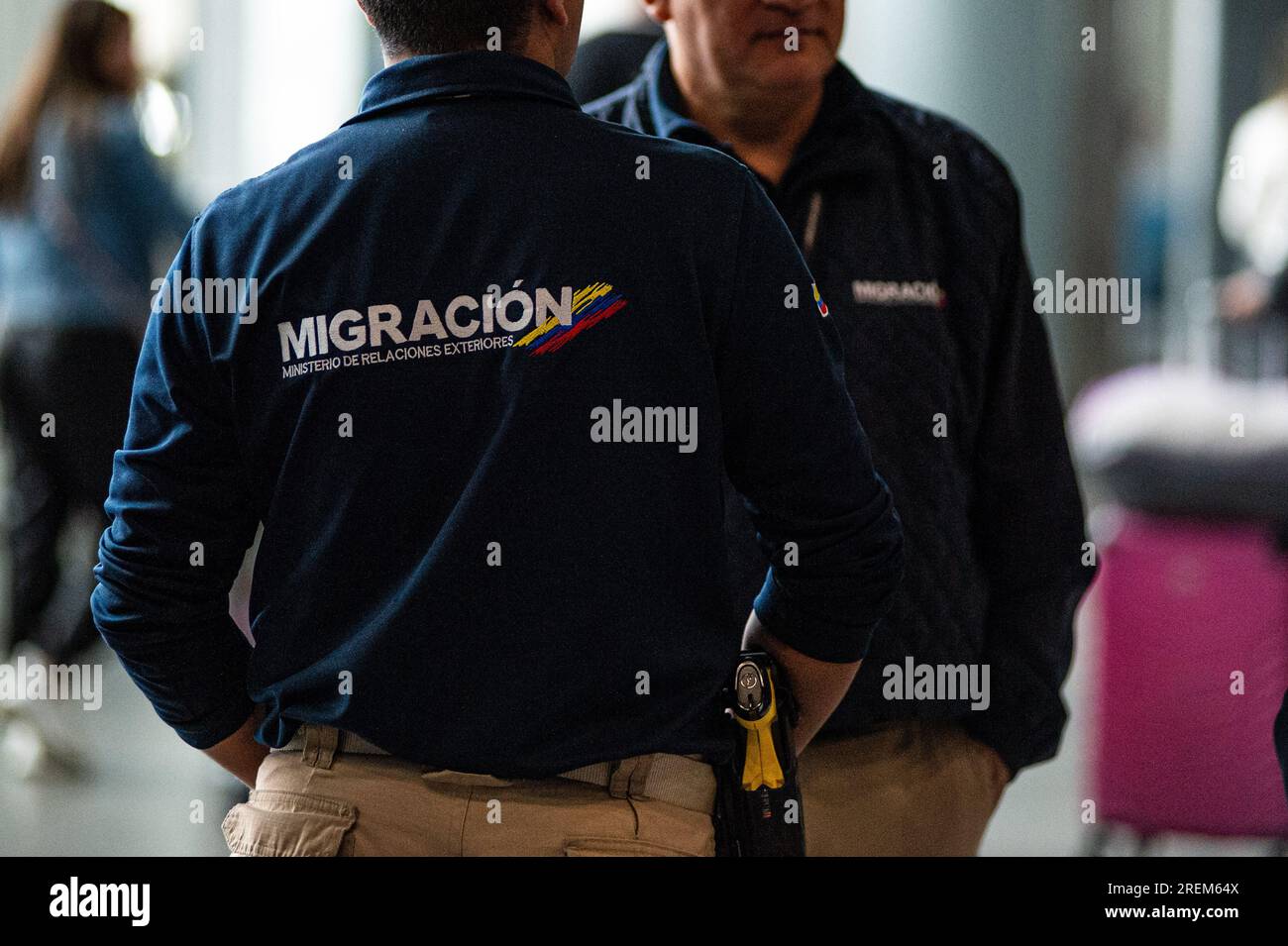 Bogota, Colombia. 28th July, 2023. Colombian migration authorities at ...