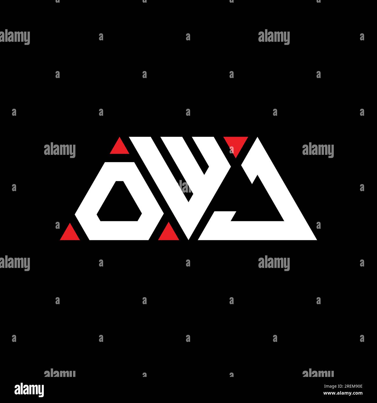 OWJ triangle letter logo design with triangle shape. OWJ triangle logo ...