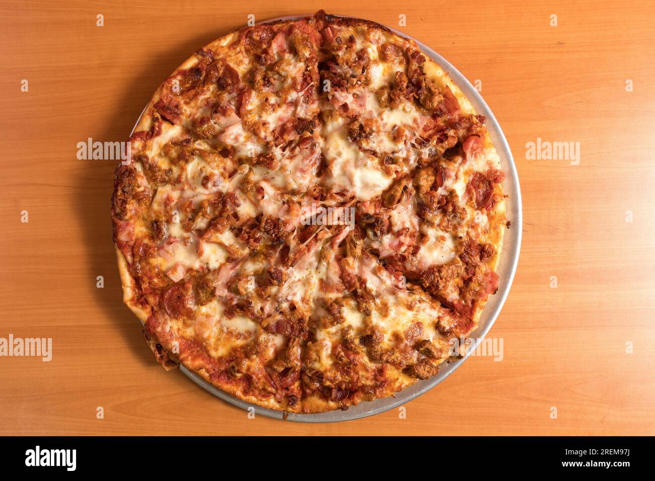 Meat lovers pizza Stock Photo - Alamy