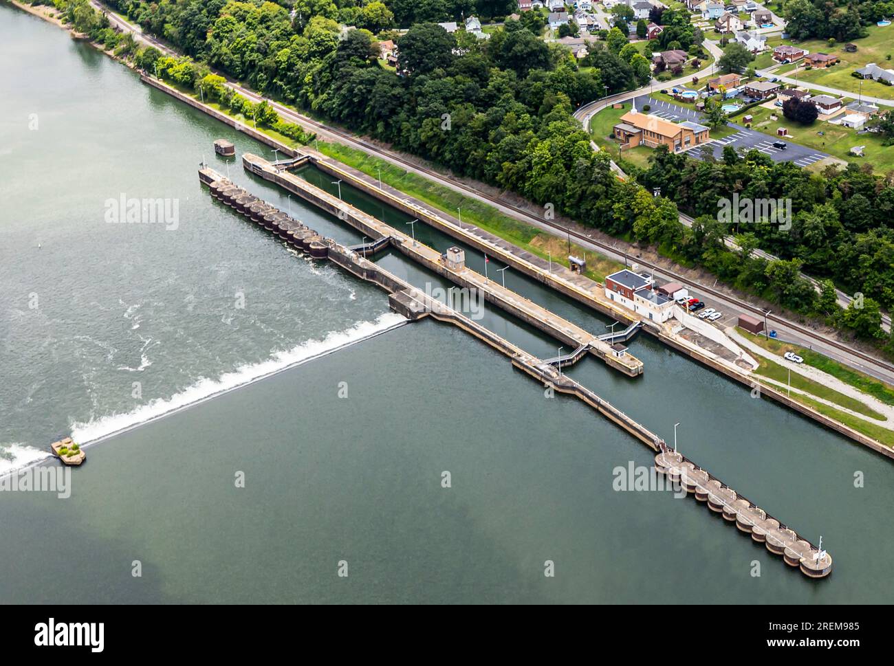 The photo above is an aerial view of Monongahela River Locks and Dam 3 ...