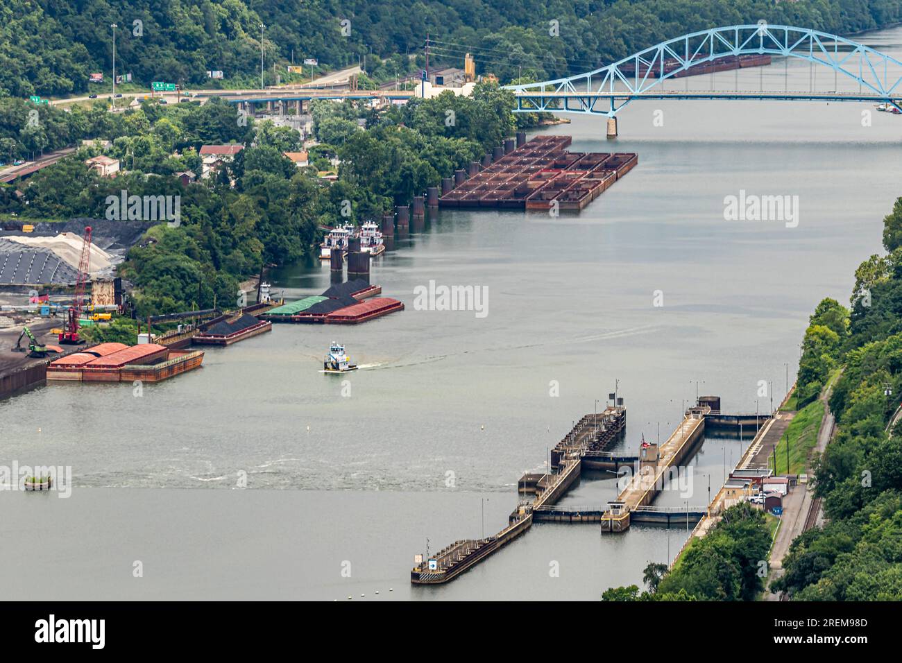 The photo above is an aerial view of Monongahela River Locks and Dam 3 ...