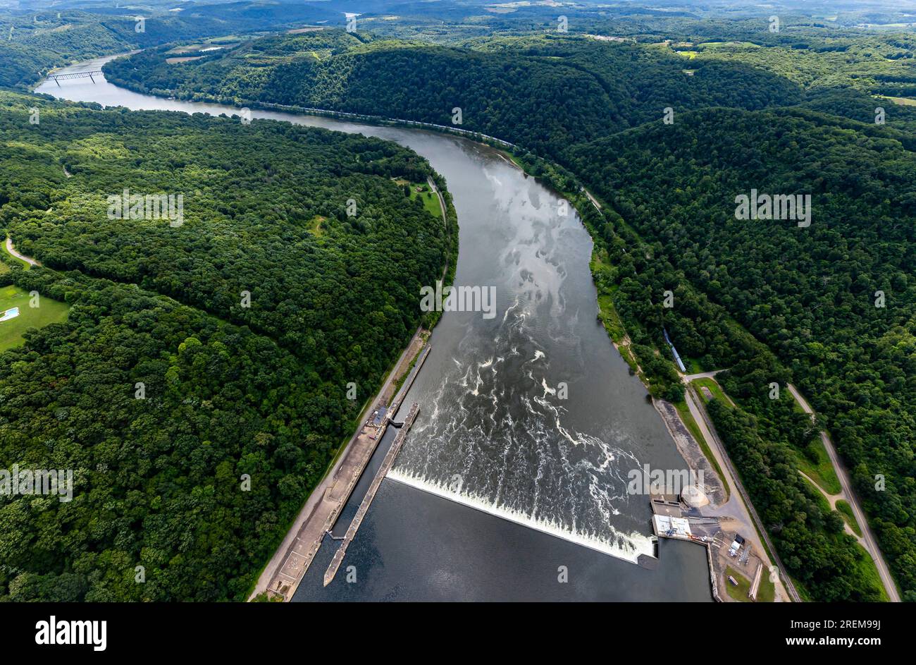 The photo above is an aerial view of Allegheny Lock and Dam 8 near ...