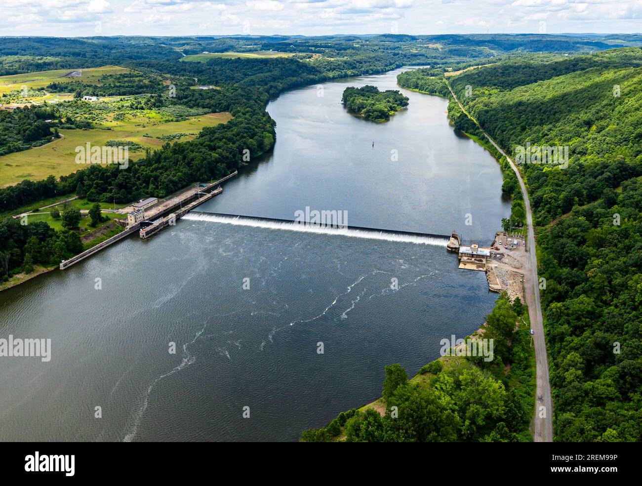 The photo above is an aerial view of Allegheny Lock and Dam 6 near ...