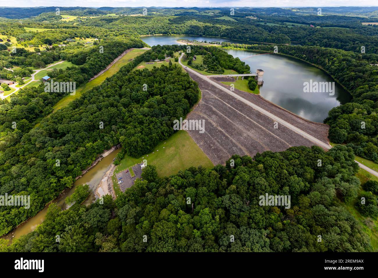 The photo above is an aerial view of Crooked Creek Lake and dam in Ford ...