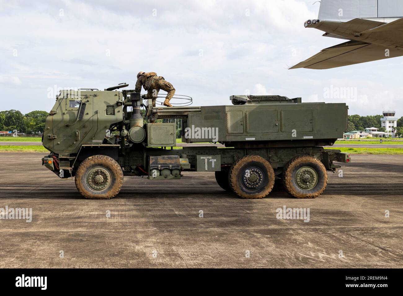 U.S. Marine Corps Cpl. Alejandro Quintero Jr., an M142 High Mobility ...