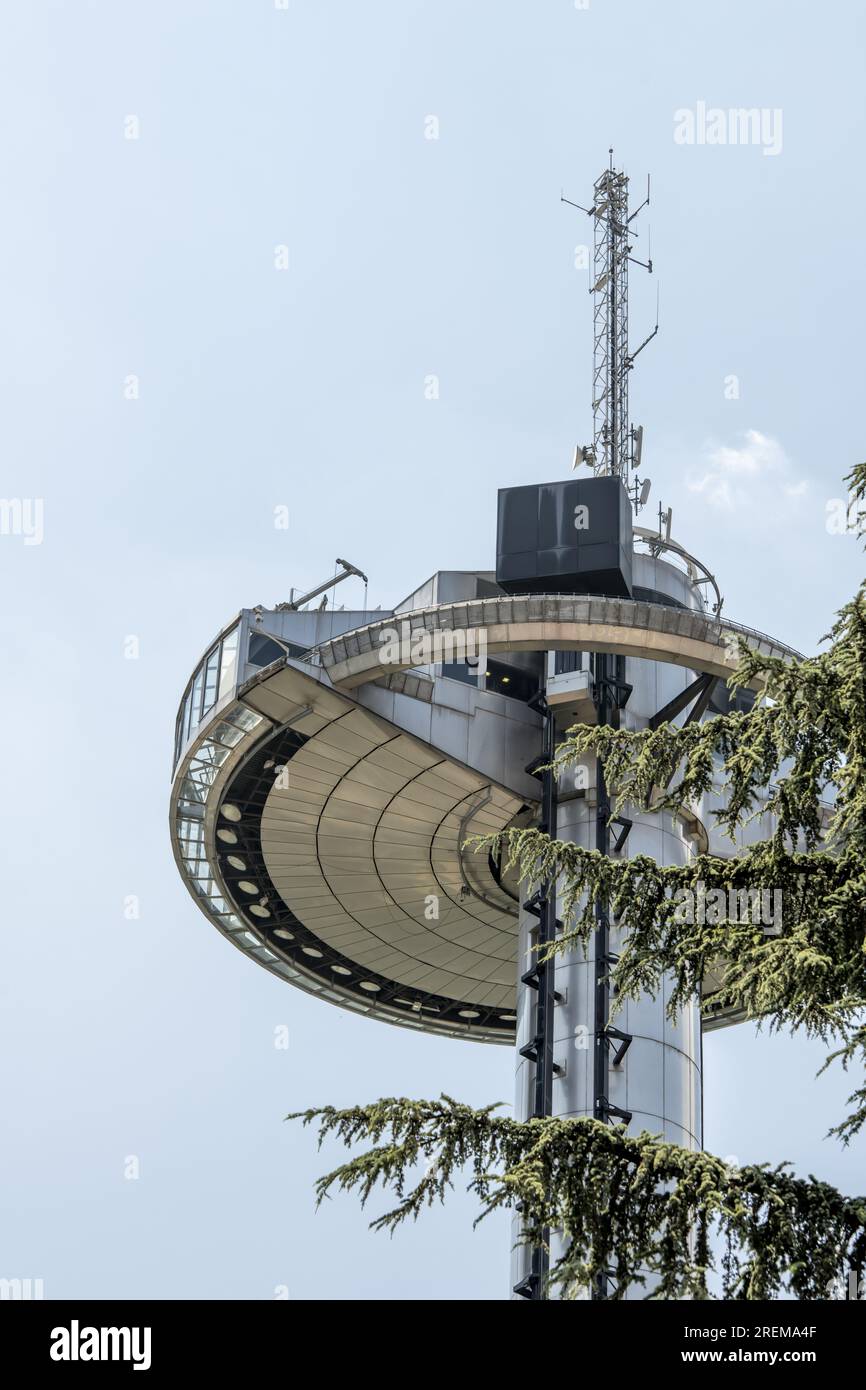 View of the Moncloa lighthouse in Madrid with its antennas and its ...