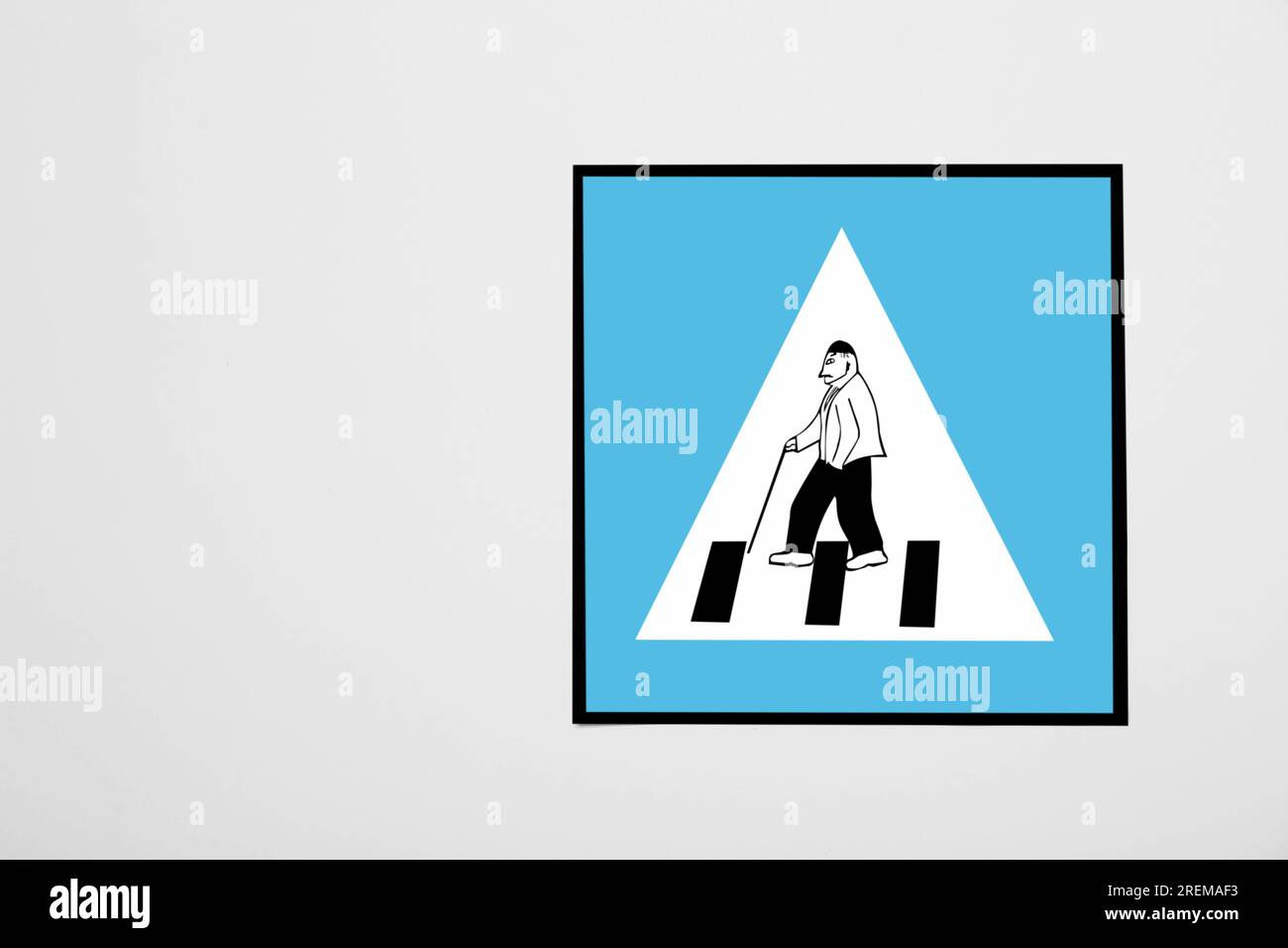 Pension concept. Paper road sign for pedestrian crossing with elderly ...