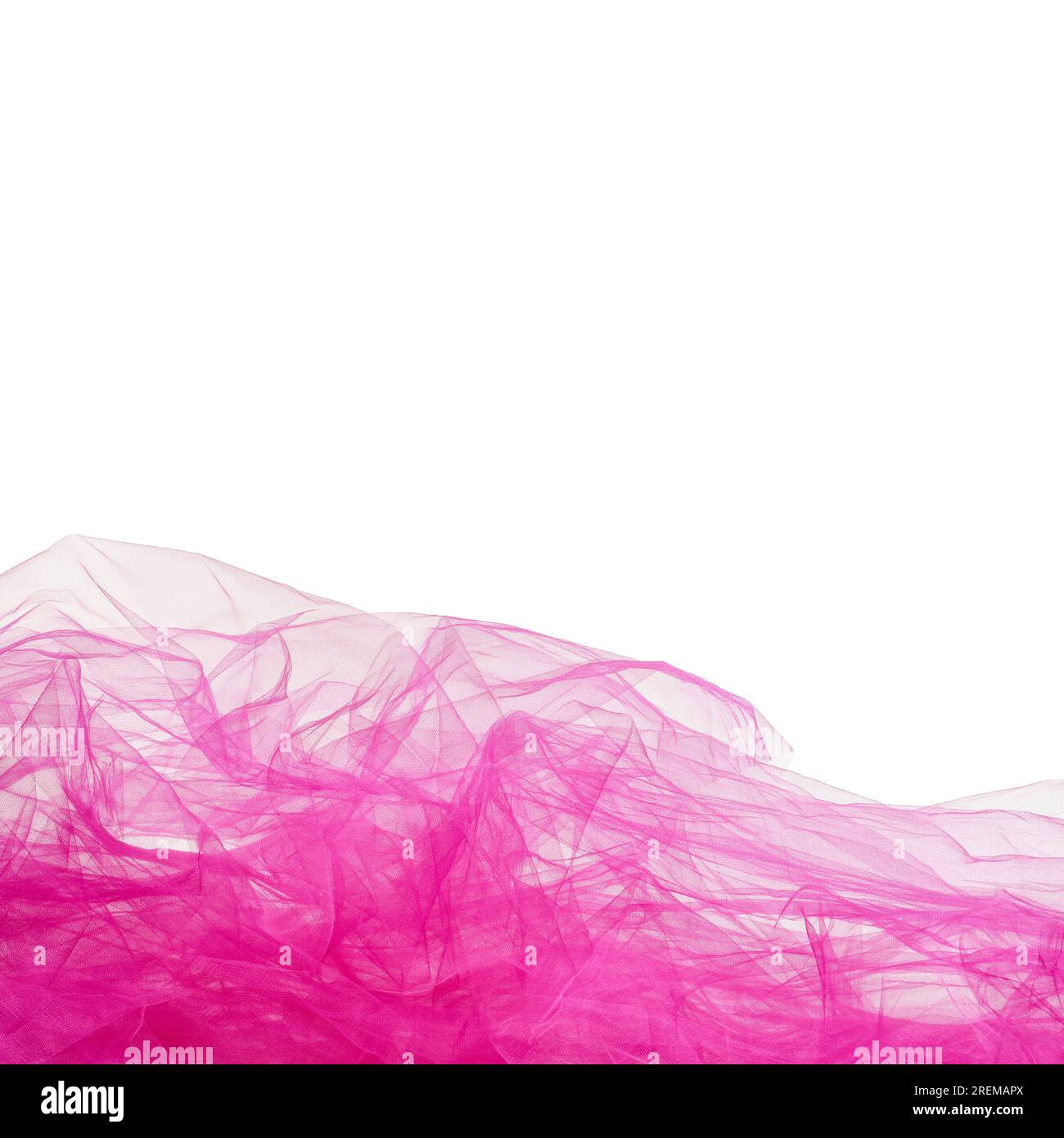 Beautiful pink tulle fabric on white background. Space for text Stock ...