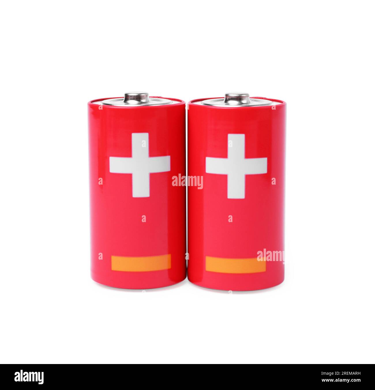 New C size batteries isolated on white Stock Photo - Alamy