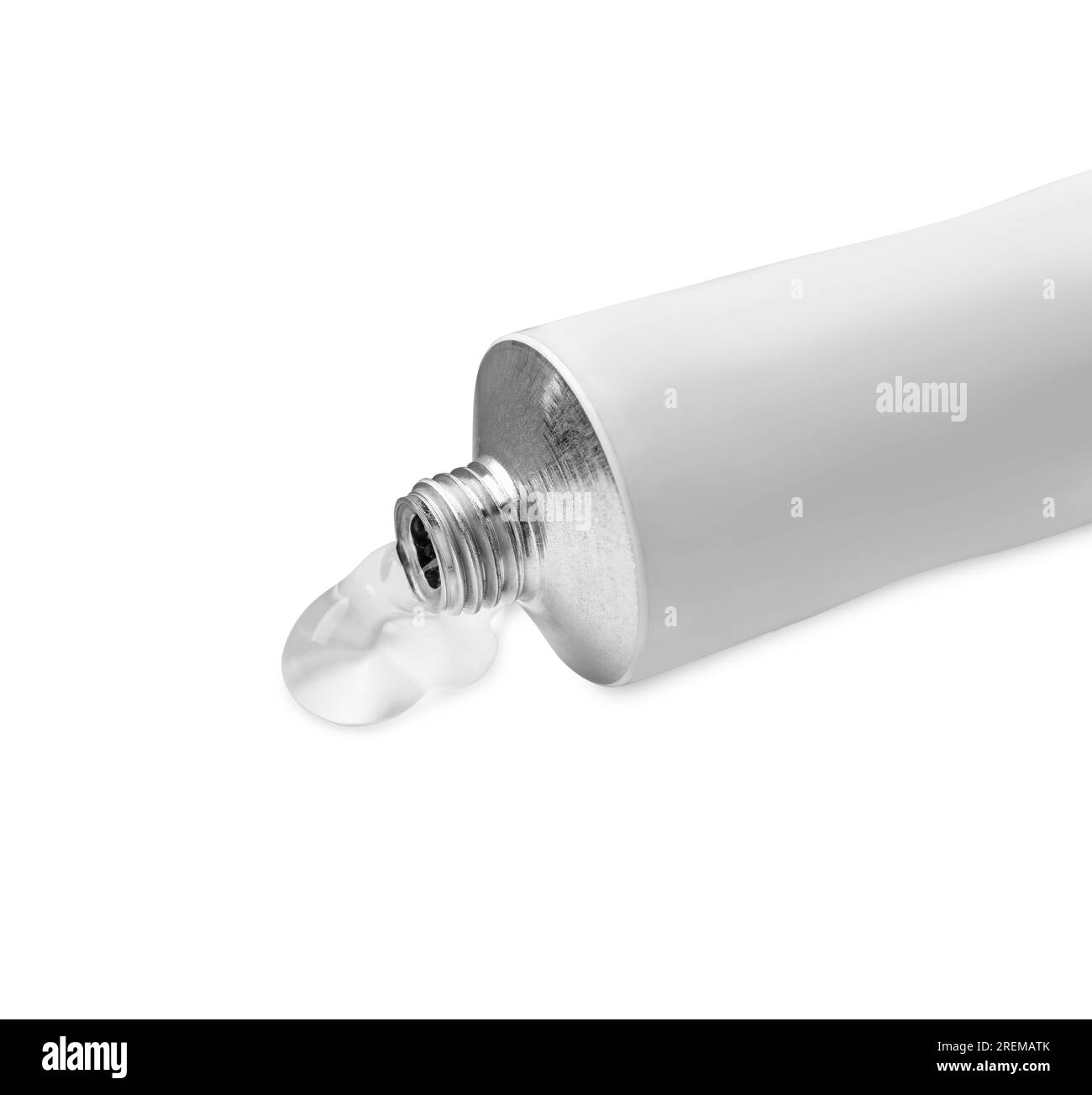 Open tube of ointment isolated on white, closeup. Space for text Stock ...