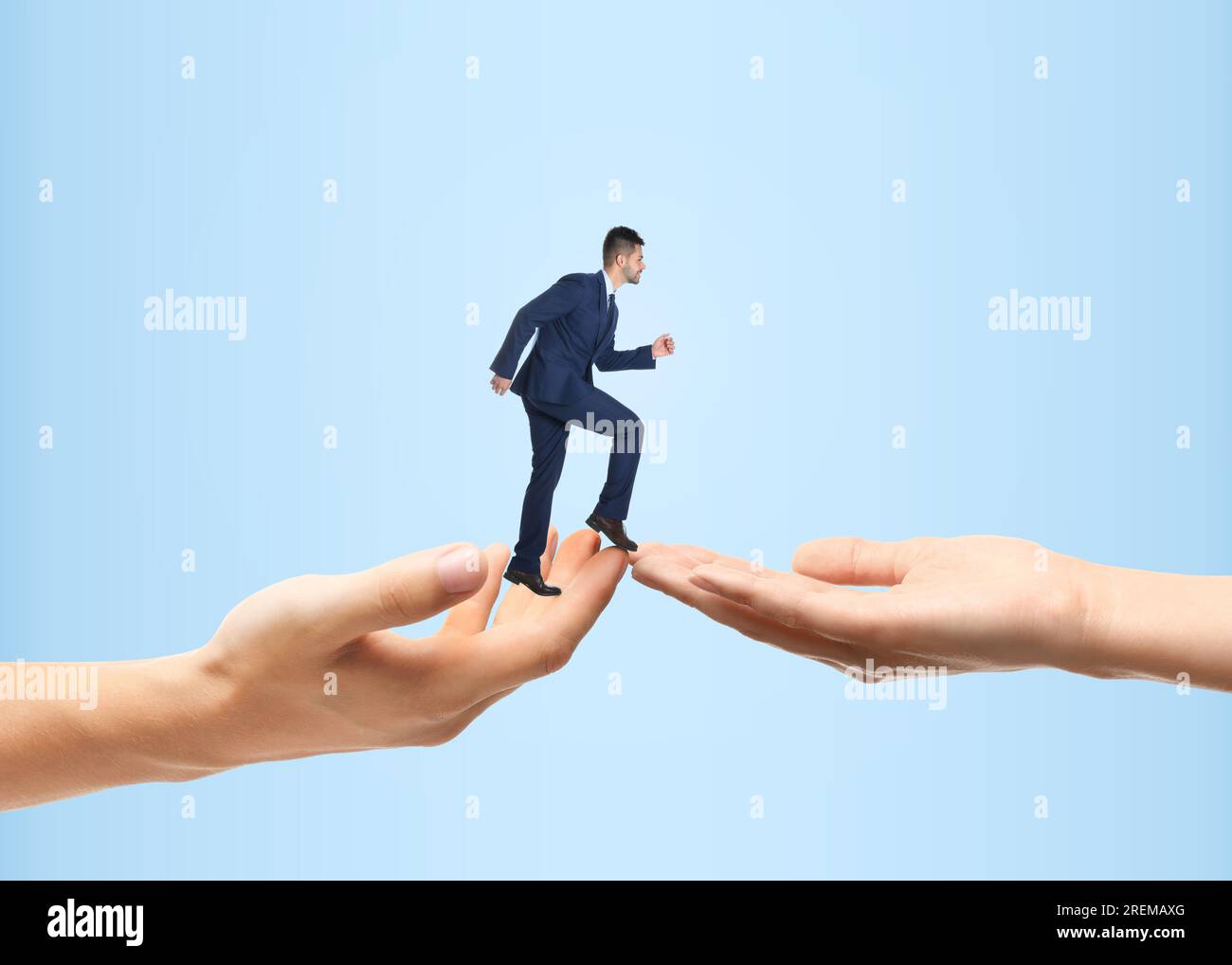 Support or partnership concept. People joining hands as bridge to help ...