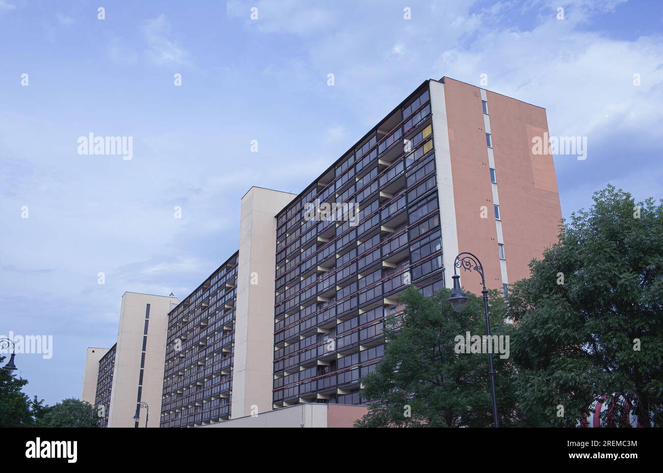 Panel building built in the communist era.Hungary,Budapest. High ...