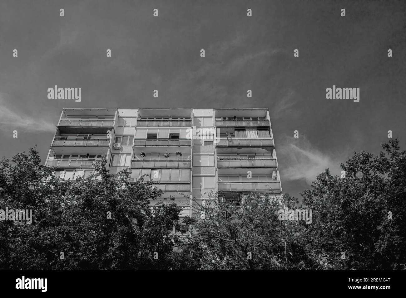 Panel building built in the communist era.Hungary,Budapest. High ...