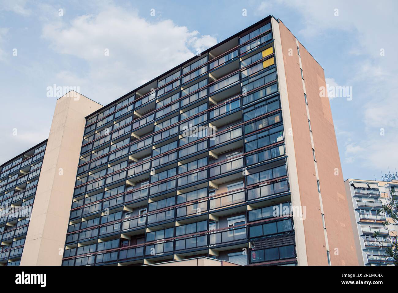 Panel building built in the communist era.Hungary,Budapest. High ...