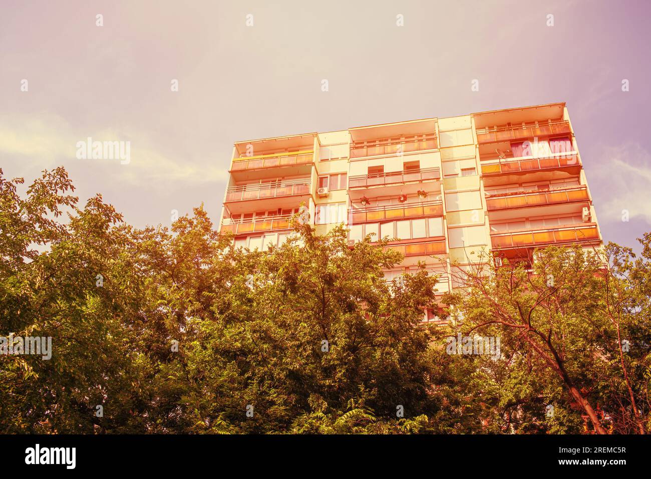 Panel building built in the communist era.Hungary,Budapest. High ...