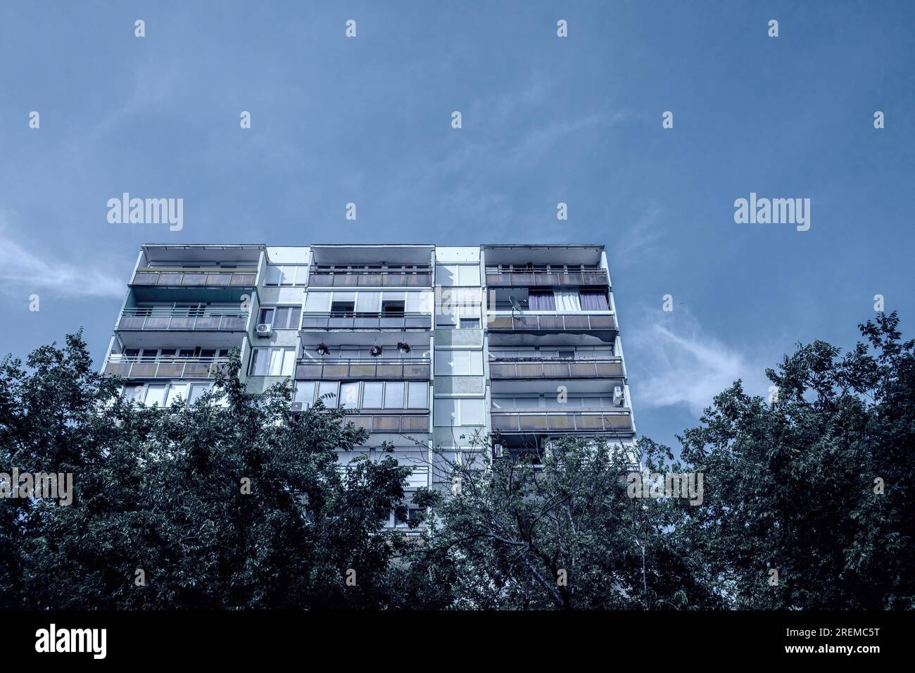 Panel building built in the communist era.Hungary,Budapest. High ...