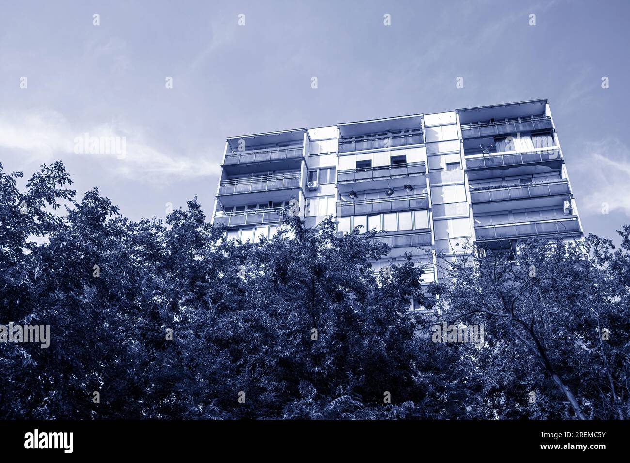 Panel building built in the communist era.Hungary,Budapest. High ...