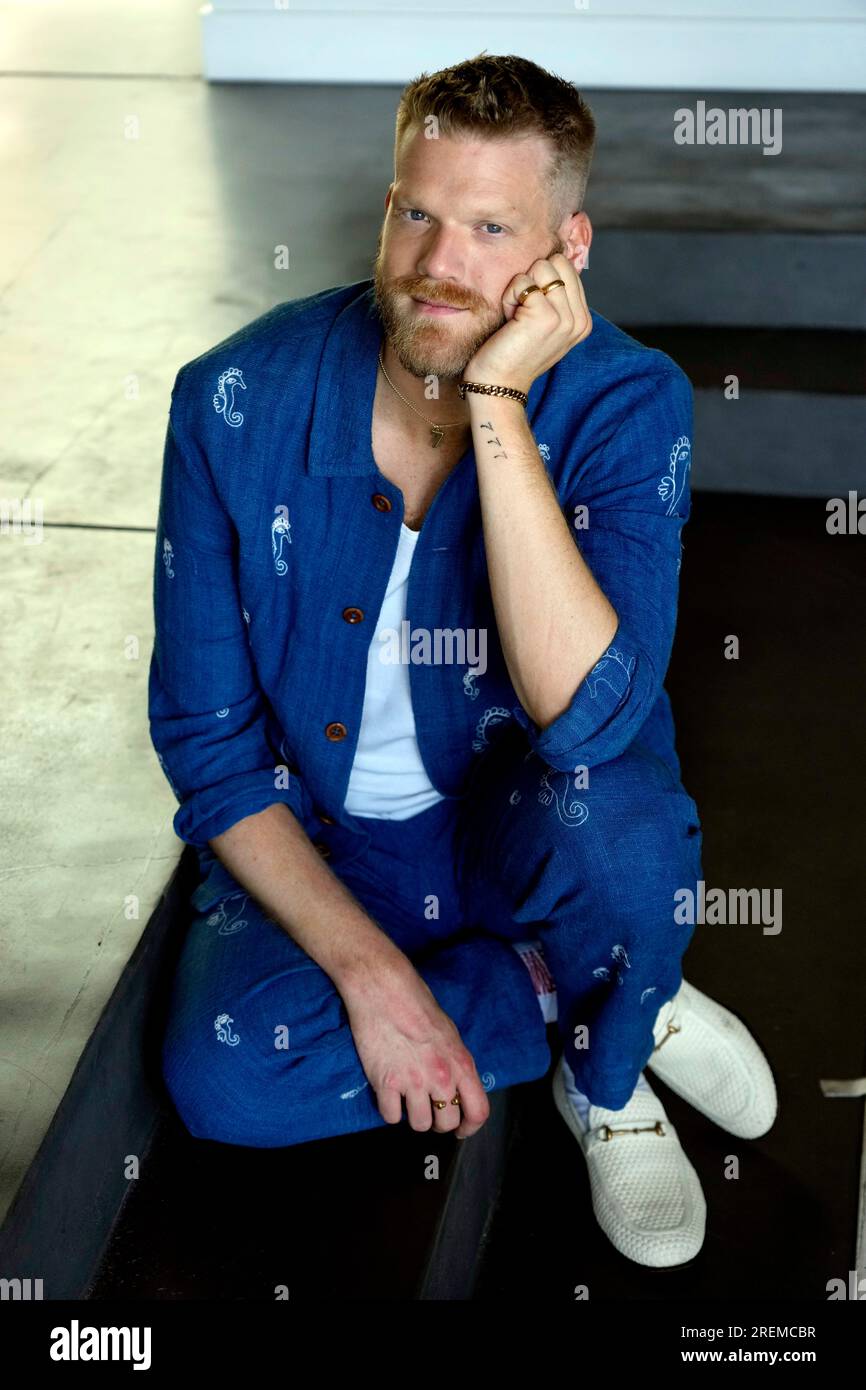 Singer-songwriter Scott Hoying poses for a portrait at his home, Friday ...